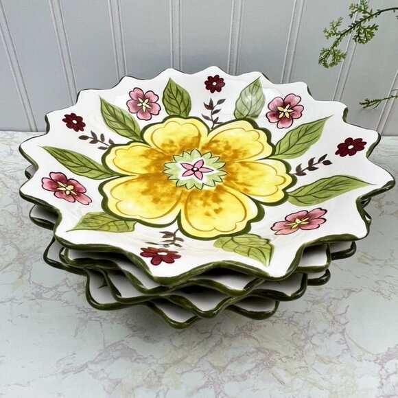 Dash of That | Dining | Dash Of That 4 Salad Bowls Yellow Floral ...